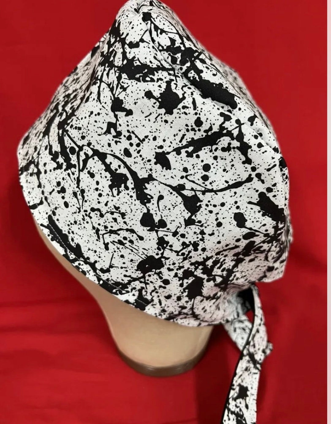 Men/women Surgical Scrub Cap Lined Paint Splatter Black/white COOL CAP ...