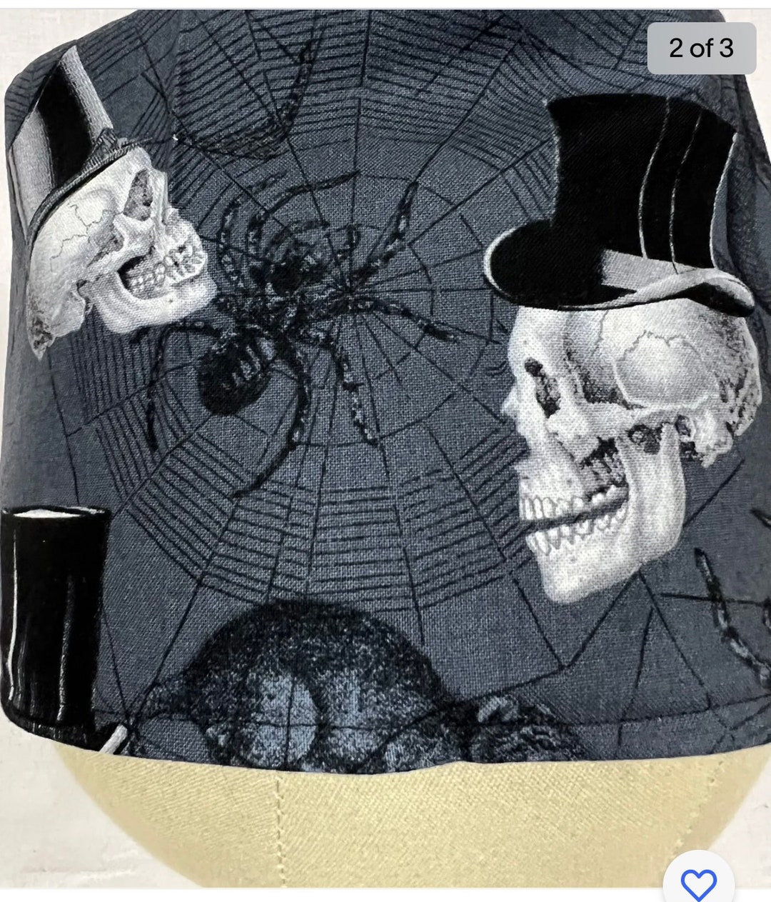 Men/women Surgical Scrub Cap Lined SKULLS Top Hat Spiders Snakes 100% ...