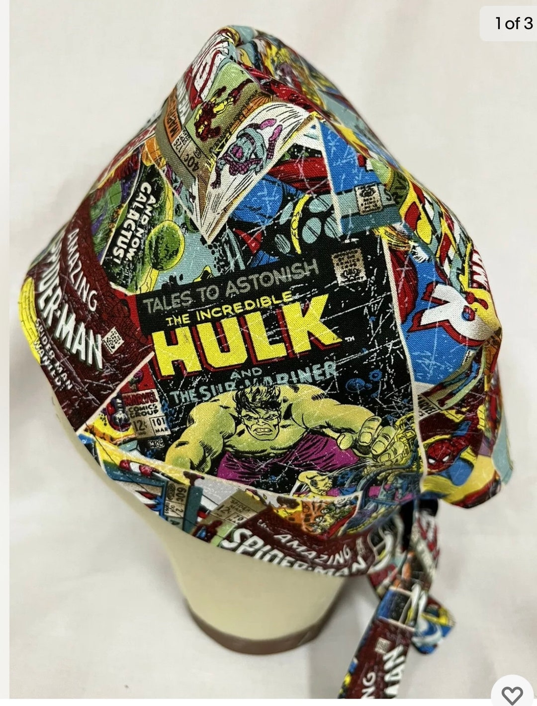 Men/women Surgical Scrub Cap Line Comics Hulk Captain America Spiderman ...