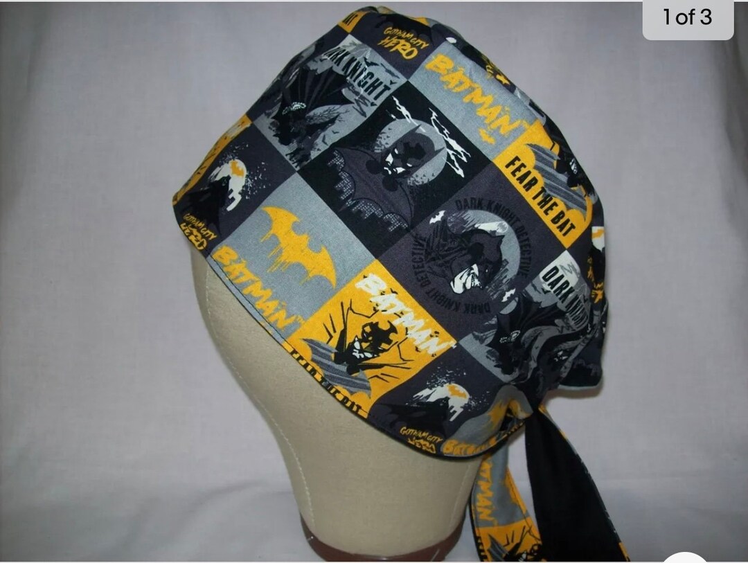 Men/women Surgical Scrub Cap Lined Comics Batman Fear the Bat 100% ...
