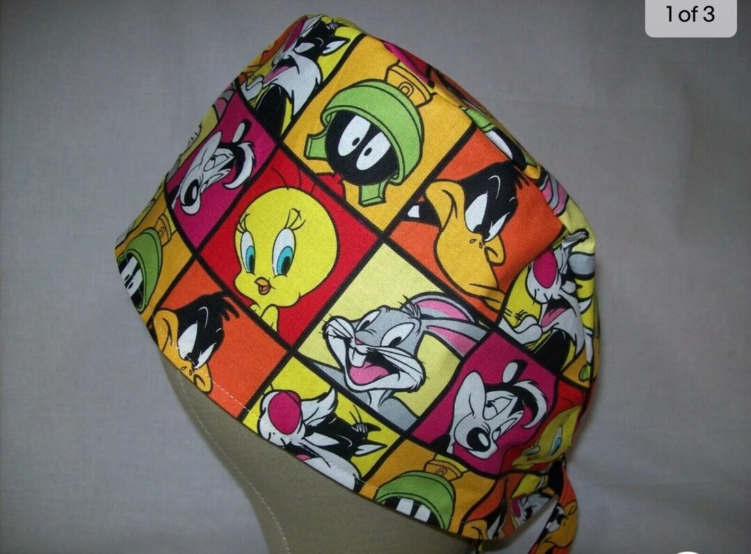 Men/women Surgical Scrub Cap Lined Looney Tunes Characters 100% Cotton ...