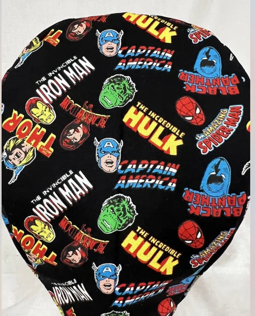 Men/women Surgical Scrub Cap Lined Comics Hulk Spiderman Thor 100% ...