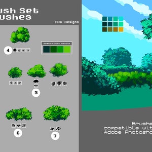Pixel Art Aesthetic - Trees & Shrub BRUSHES for Adobe Photoshop - Etsy