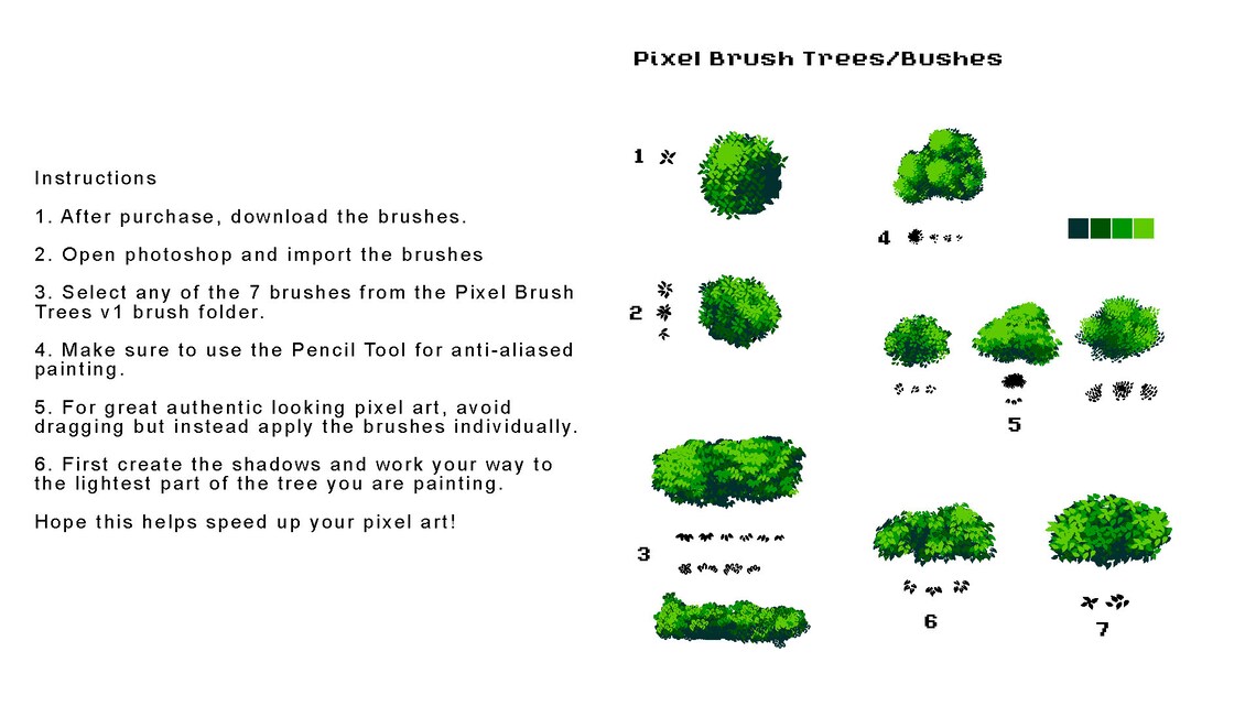 Pixel Art Aesthetic - Trees & Shrub BRUSHES for Adobe Photoshop - Etsy
