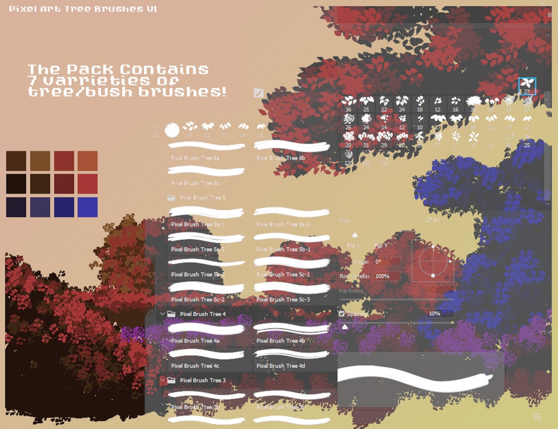 Pixel Art Aesthetic - Trees & Shrub BRUSHES for Adobe Photoshop - Etsy UK