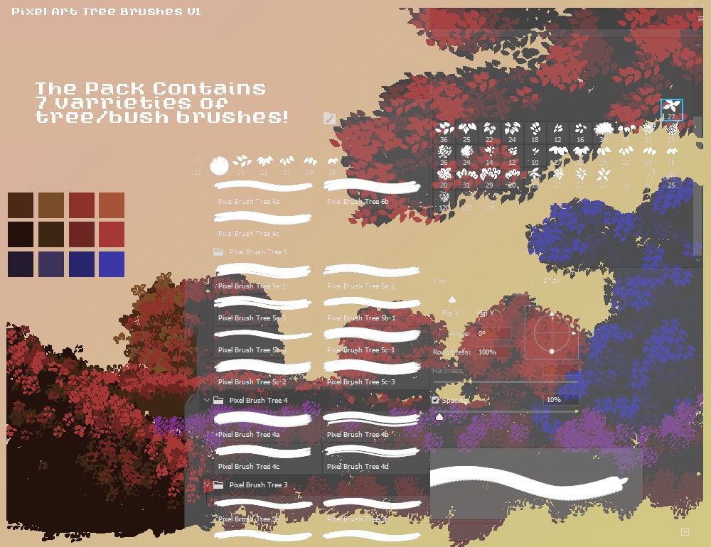 Pixel Art Aesthetic - Trees & Shrub BRUSHES for Adobe Photoshop - Etsy UK