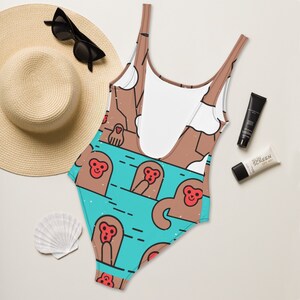 JAPAN SWIMSUIT One-piece Swimsuit Japanese Monkeys Hot Springs ...