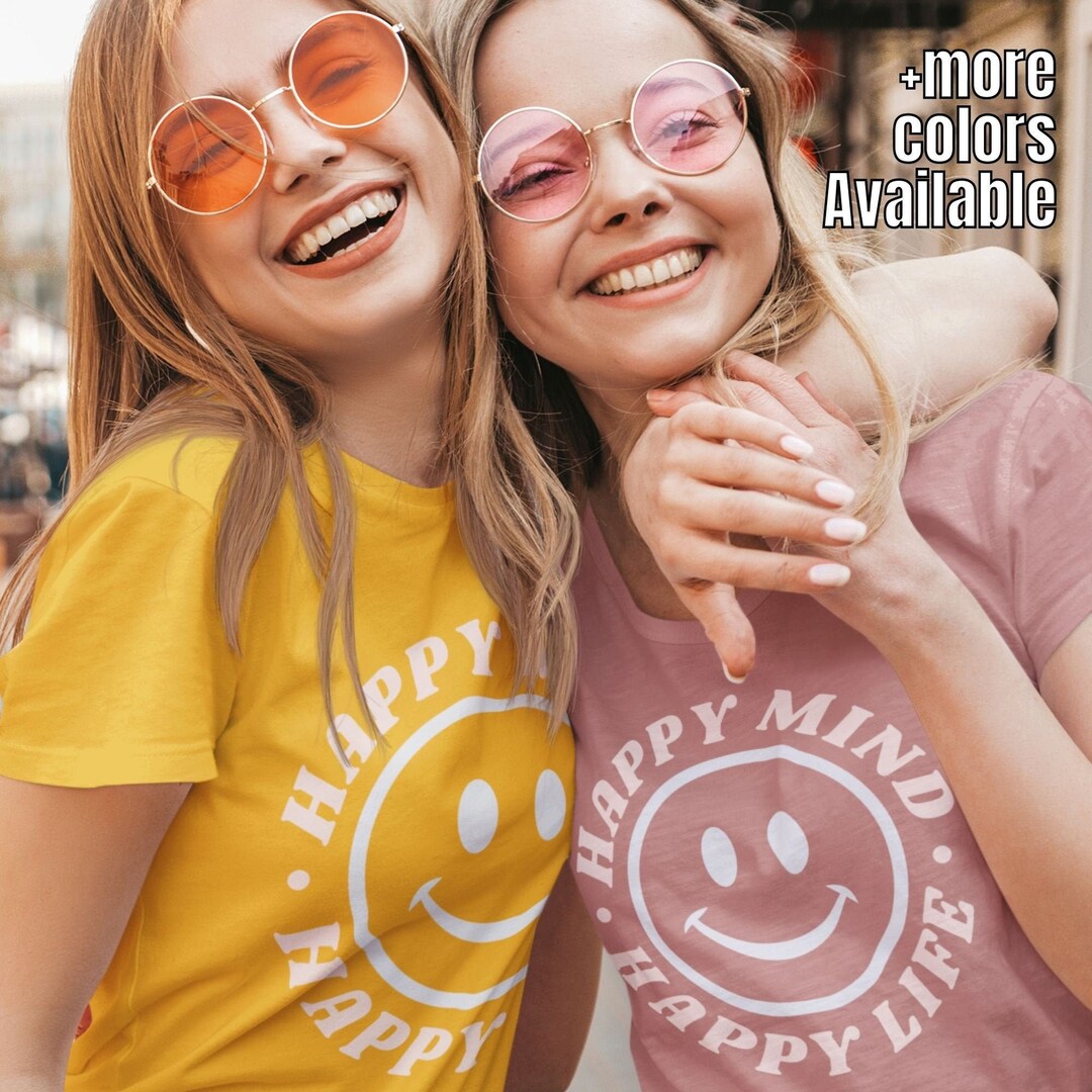 Happy Mind Happy Life Aesthetic T Shirt, Graphic Tee, Tumblr Tshirt ...