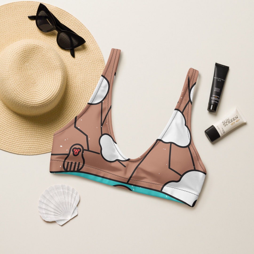 Top Only MONKEY BIKINI Top, Padded Bikini Top Japan Swimsuit Japanese ...