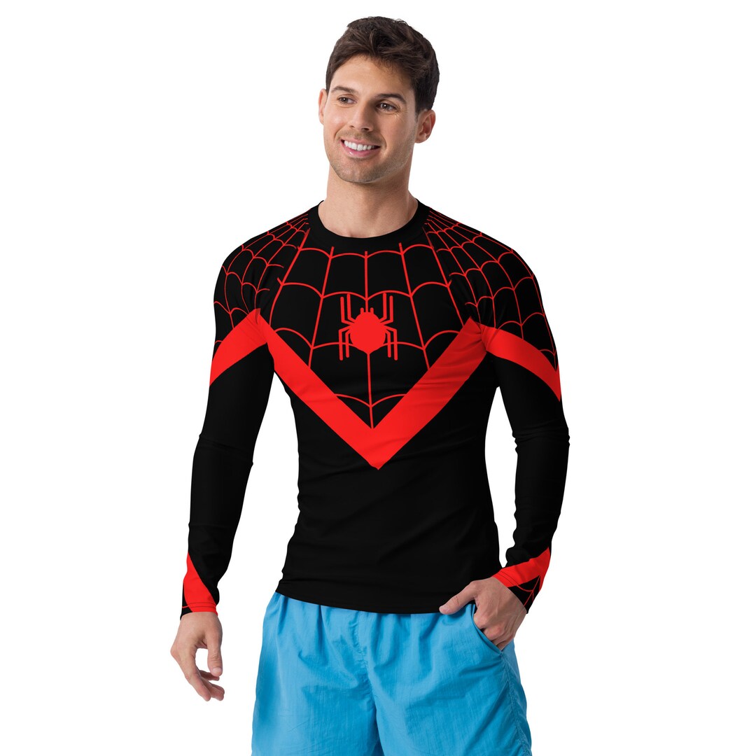 SPIDER MILES Men's Rash Guard, Superhero Costume for Adults, Mans ...