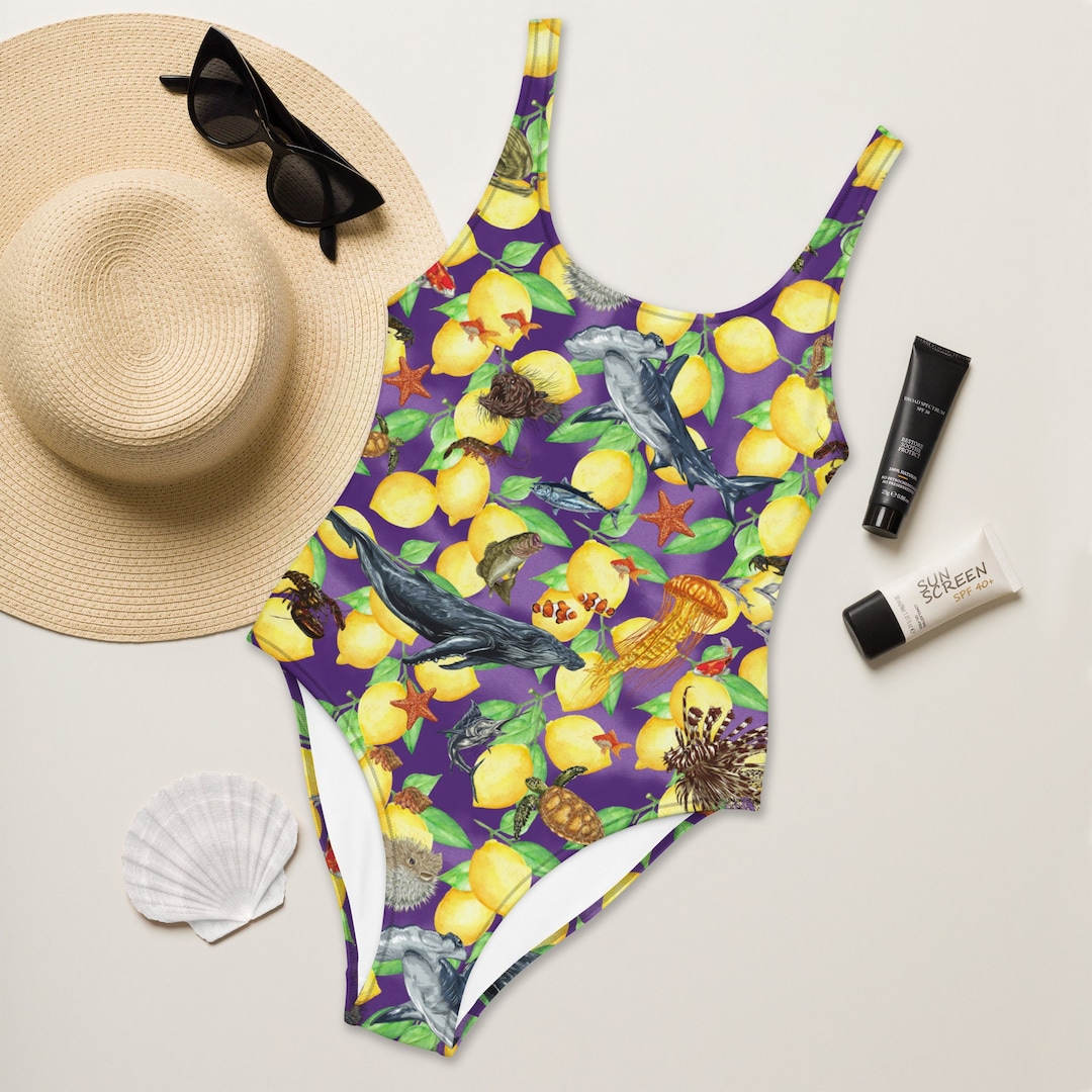 Whale Shark Fish, OCEAN LEMON One-piece Swimsuit, Swimwear, Whale, Fish ...