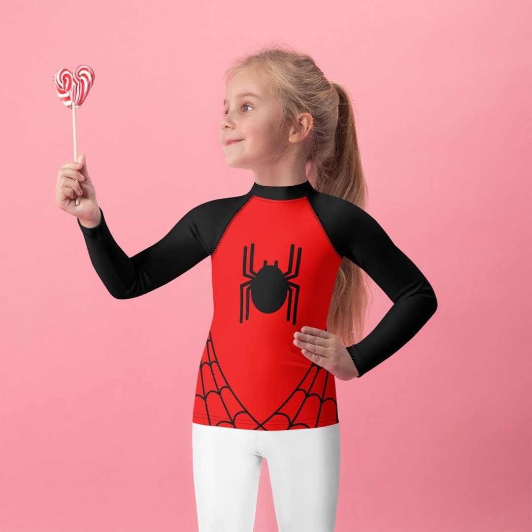 SPIDER WEB Kids Rash Guard Spiderweb Shirt for Girls, Boys Superhero ...