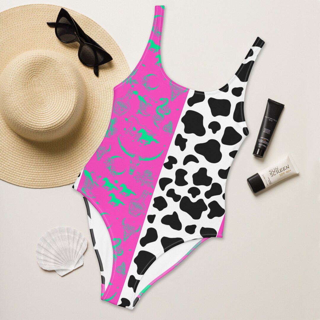 WESTERN COWGIRL SWIMSUIT, One-piece Swimsuit, Pink Cow Girl Swimsuit ...