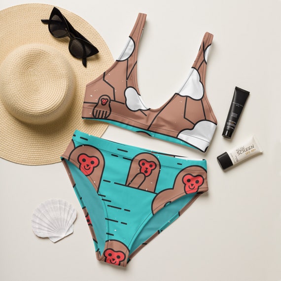 MONKEY BIKINI Recycled High-waisted Bikini Japan Swimsuit | Etsy