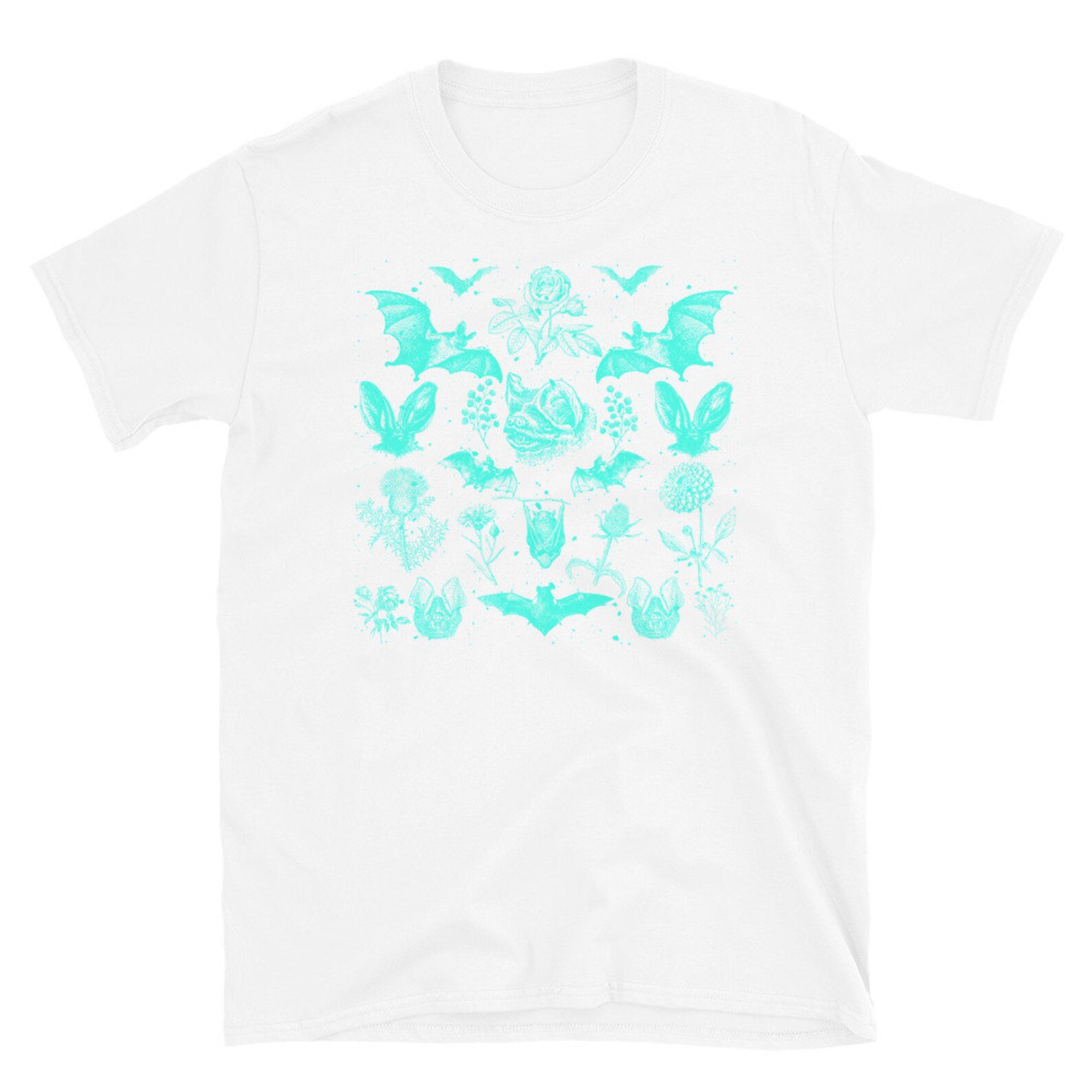 BAT FLORAL Unisex T-shirt Cute Bat Tee With Wild Flowers / Shirt With ...