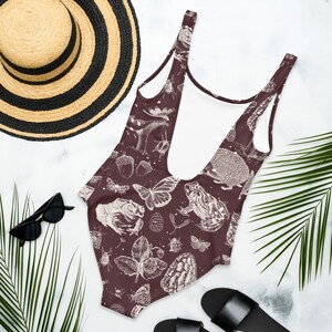 FOREST COTTAGECORE BROWN One-piece Swimsuit, Beatle, Lady Bug, Acorn ...