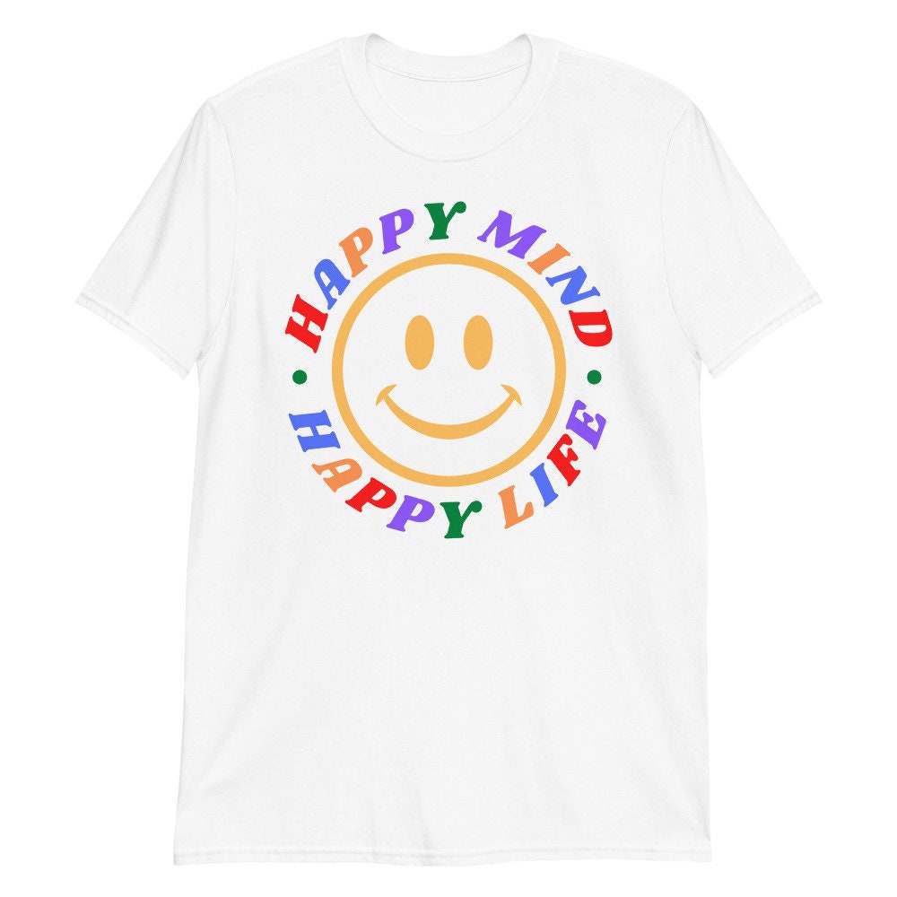 Happy Mind Happy Life Aesthetic t shirt graphic tee Tumblr | Etsy