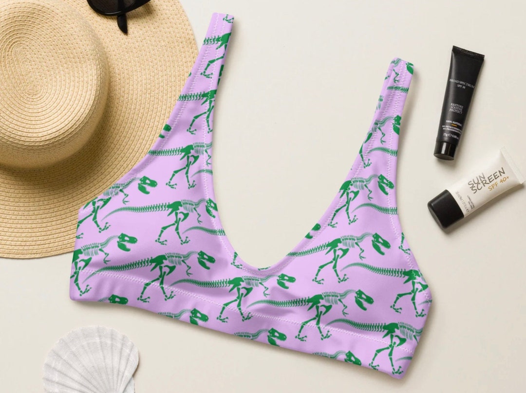 DINOSAUR T-REX BIKINI Top Dino Swimsuit Padded Bikini Top Lavender ...