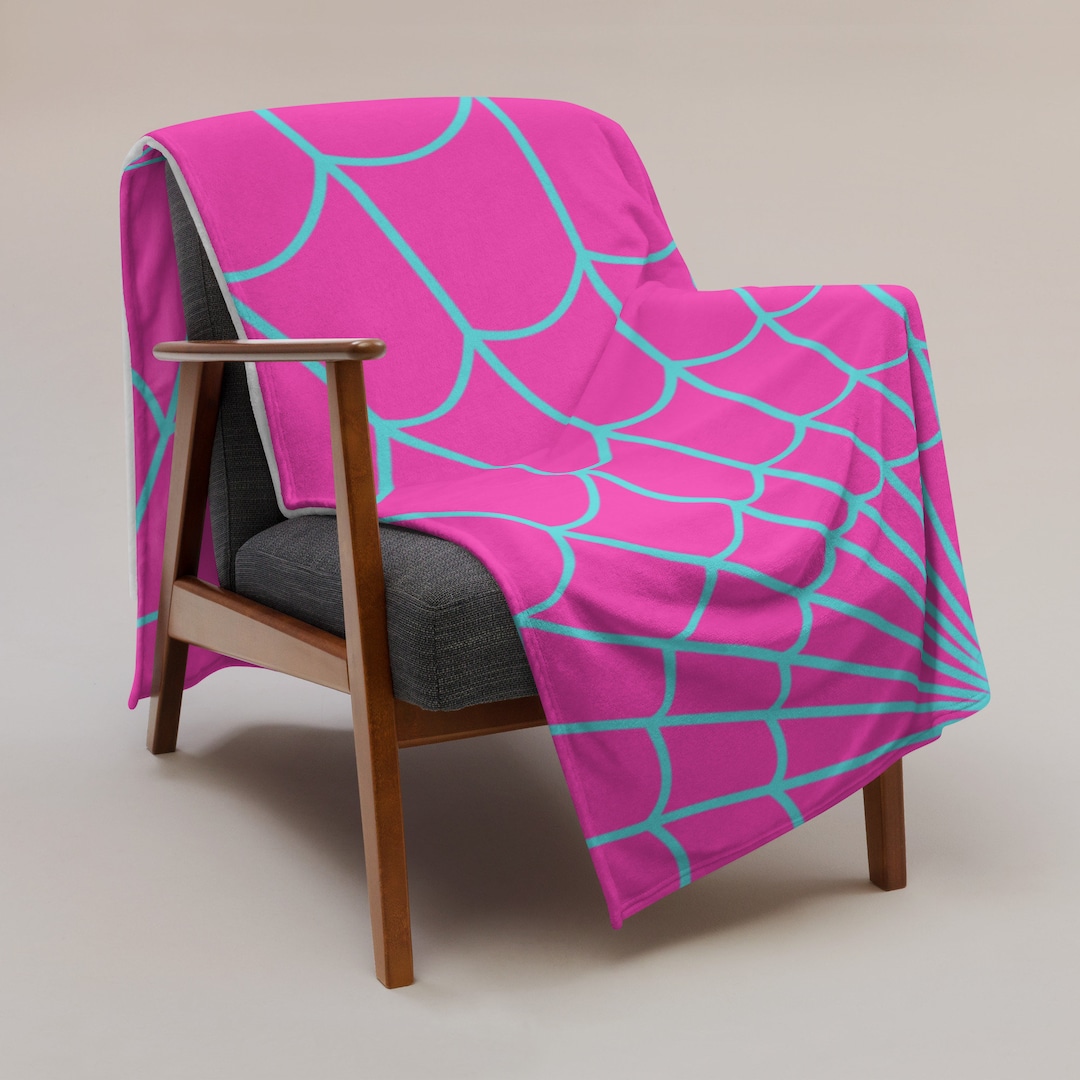 SPIDER WEB Throw Blanket Pink and Neon Webbing, Super Hero Accessories ...