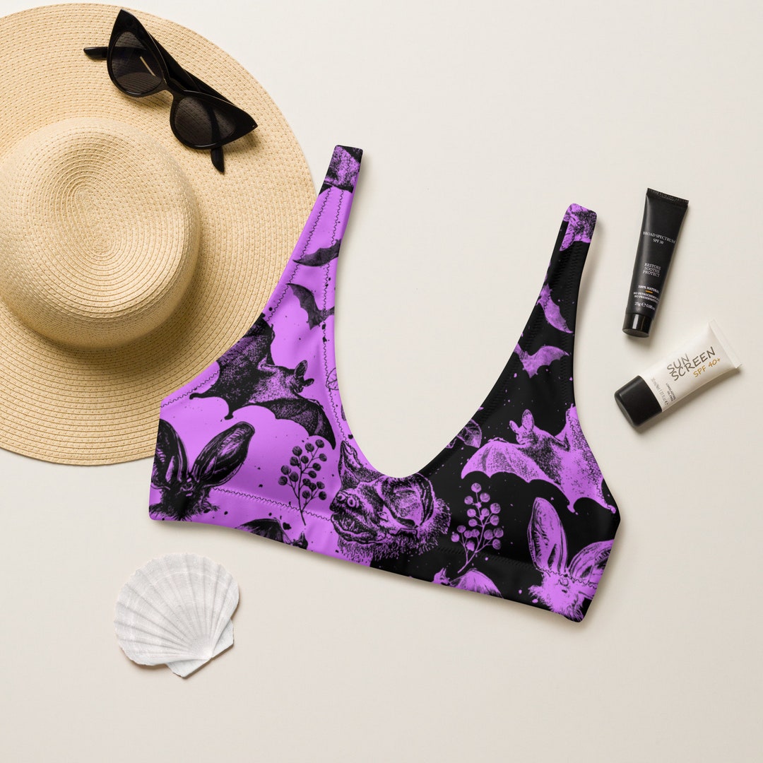 BAT BIKINI TOP Recycled Padded Bikini Top Flower Rose Pool Wear Indie ...