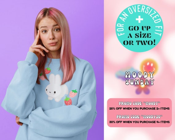 Strawberry Bunny Sweater Kawaii Bunnies Sweatshirt Fairy Kei Etsy