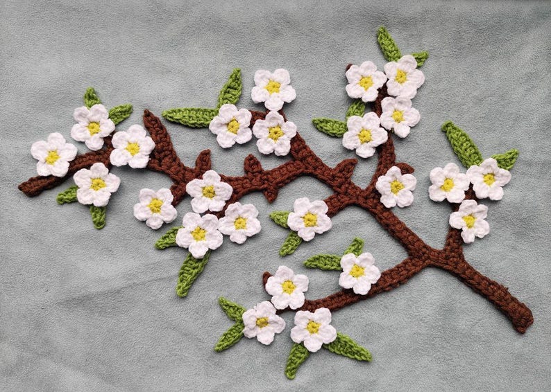 Cherry Blossom Tree Branch 2 Crochet Pattern With Diagram - Etsy