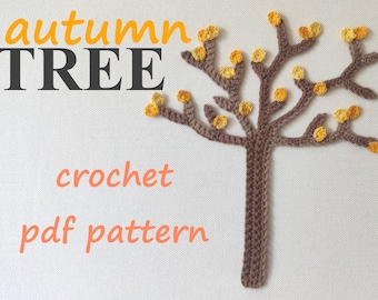 Crochet Pattern Oak Tree Branch Fall Autumn Acorns DIY Wall - Etsy