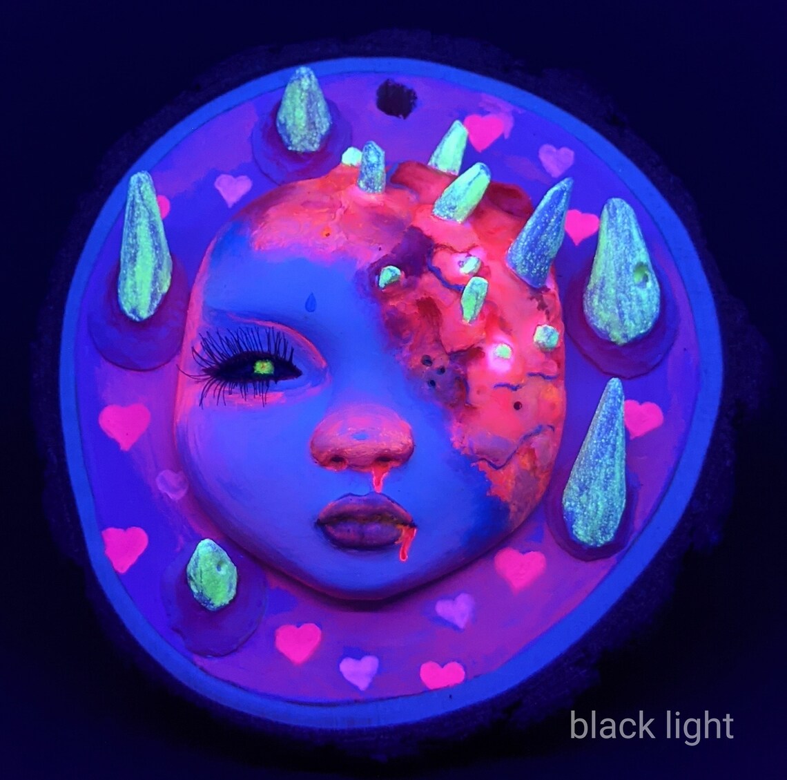 OOAK Neon Teeth Horror Art Piece - Etsy