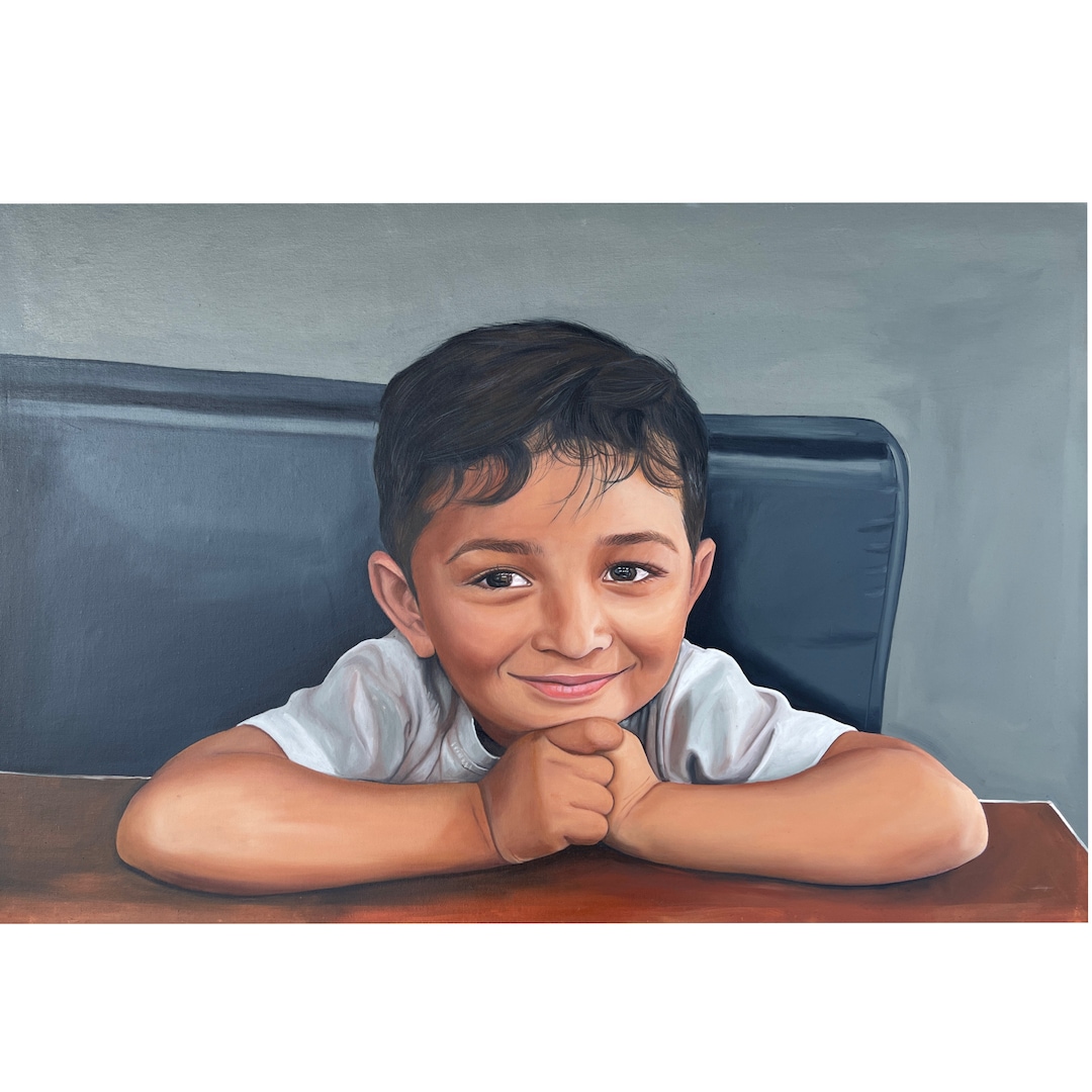 Custom Baby Oil Portrait From Photo – Hand-drawn Child Art on Canvas ...