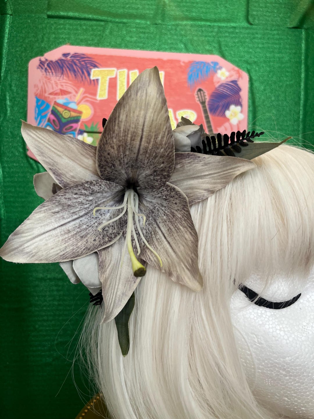 Gray Lily Goth Tiki Hair Flower Hair Clip - Etsy