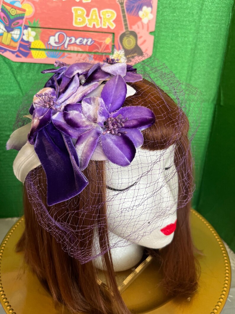Vintage 1950s Mr John Caprice Purple Flower Fascinator Whimsy Hat - Etsy