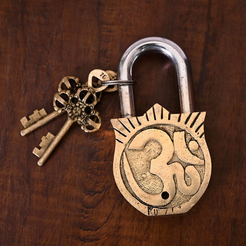 Brass Shiva Family Design Padlock With Keys Handcrafted - Etsy