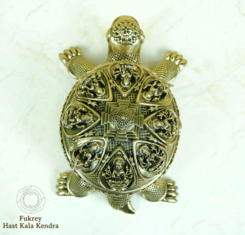 6" Brass Superfine Tortoise Shree Yantra Showpiece, Vastu Feng Shui ...