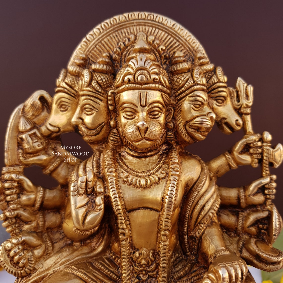Panchmukhi Hanuman Statue Brass, 6.5 Inches, Five Face Lord Hanuman ...