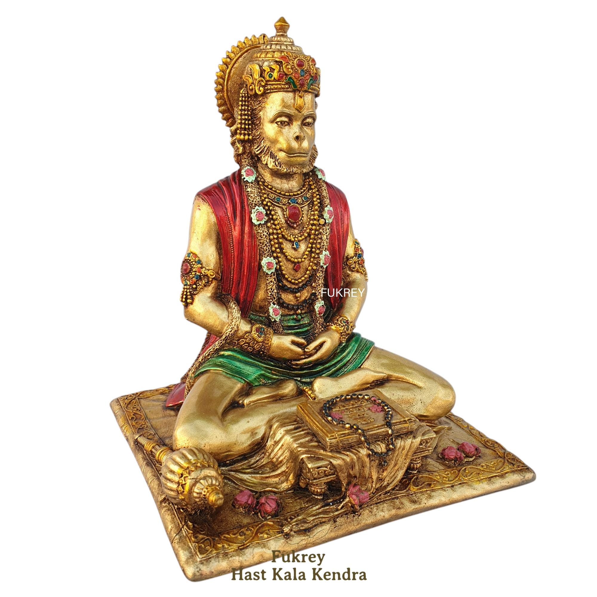 Meditation Hanuman Statue, 8" Inch Hand Painted Lord Hanuman Idol ...
