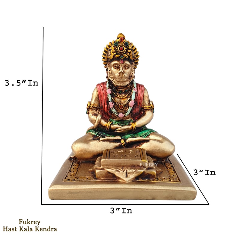 Meditation Hanuman Statue, 8" Inch Hand Painted Lord Hanuman Idol ...