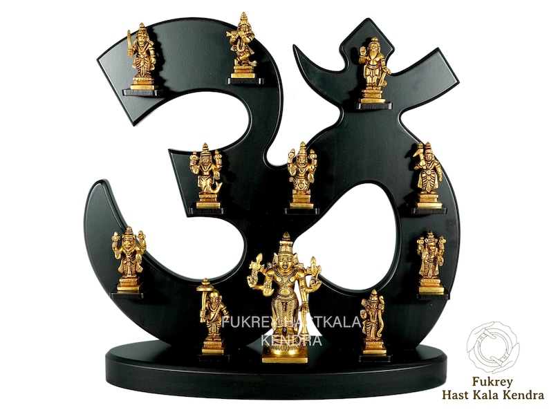 15" Brass Vishnu Dashavatar Set With Wooden Frame, Brass Vishnu ...
