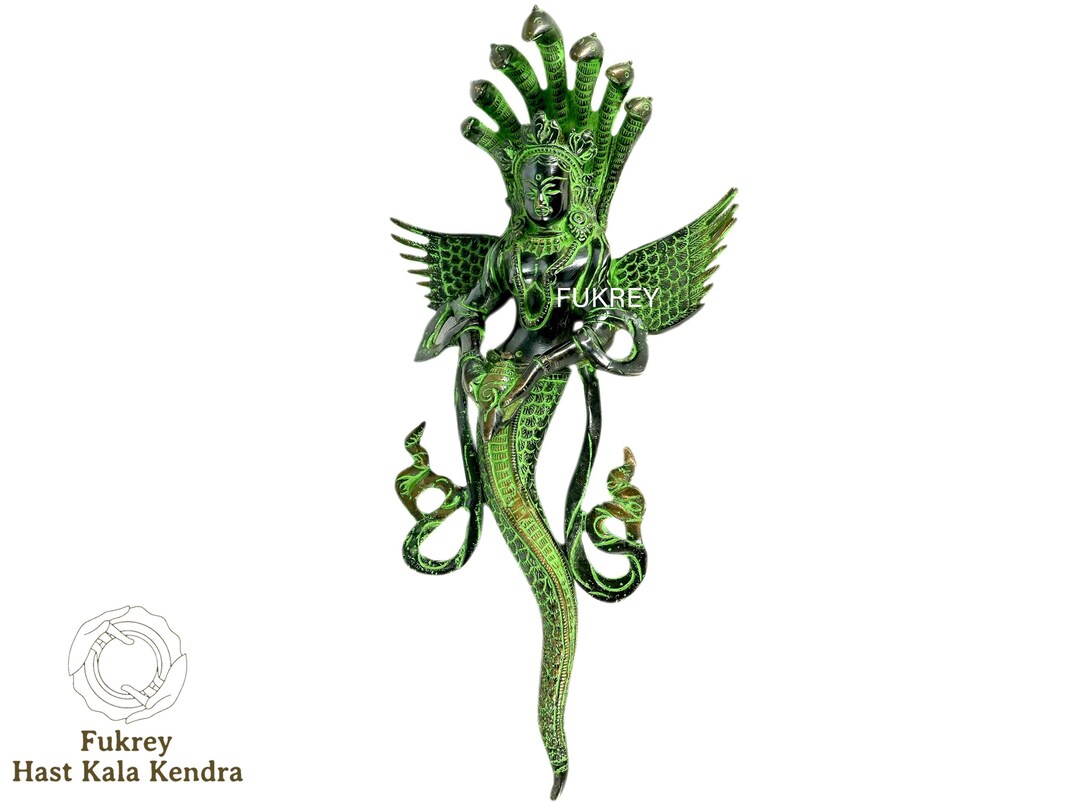 14" Naga Kanya Wall Hanging Snake Woman, Antique Finish Patanjali Nag ...