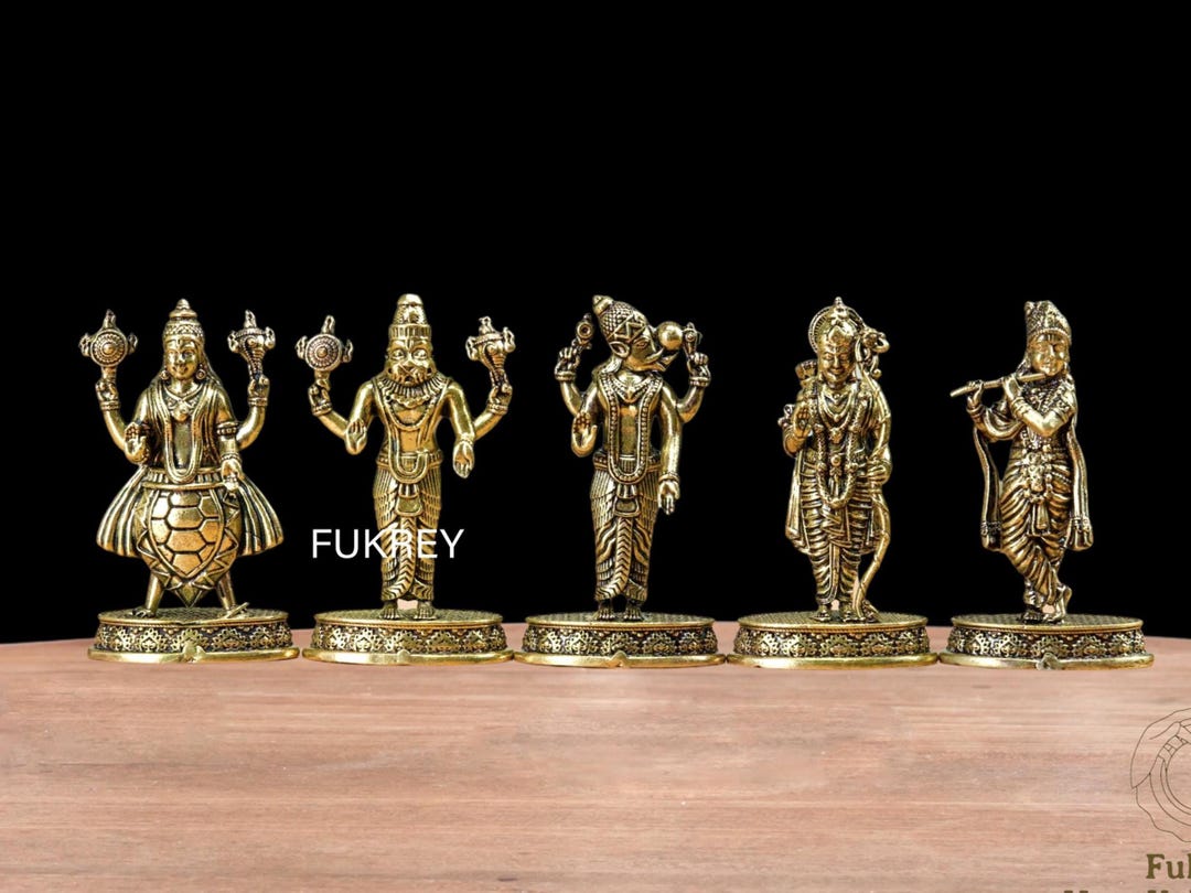 Brass Superfine Vishnu Dhashavtara Statue Set Idols Murti Small 10 Ten ...
