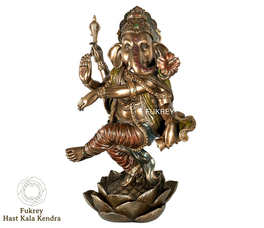 17" Big Ganesha Statue, Bonded Bronze Dancing Ganesha Idol Large ...