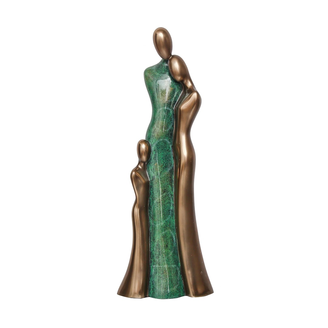 Happy Family Statue, 12 Inch, Bonded Bronze Couple Statue, Three Family ...
