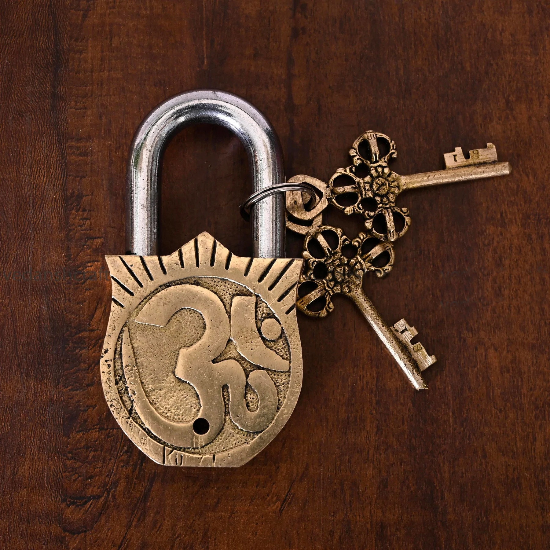 Brass Ramdarbar Design Padlock With Keys, Handcrafted Functional Unique ...