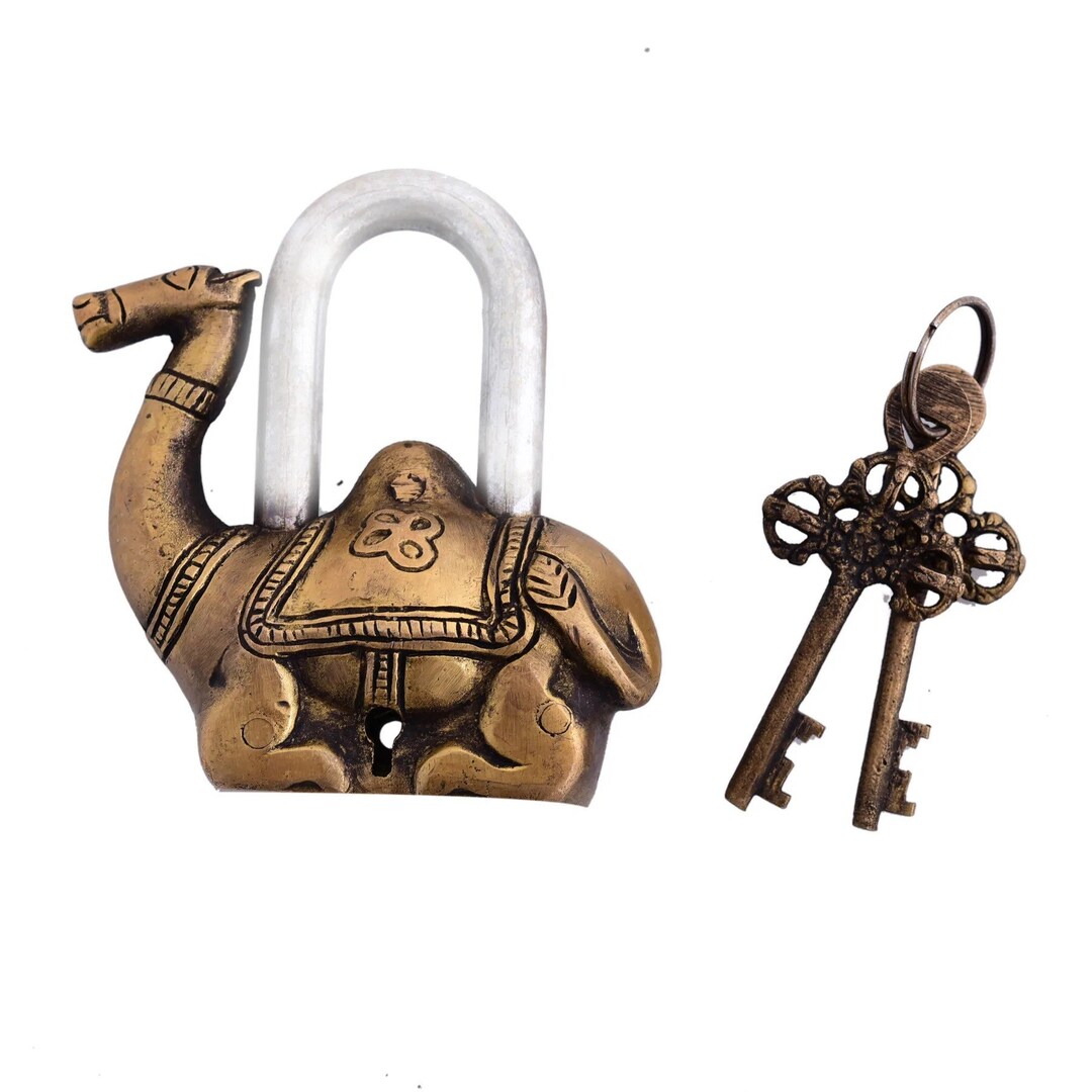 Brass Camel Design Padlock With Keys, Handcrafted Functional Unique ...