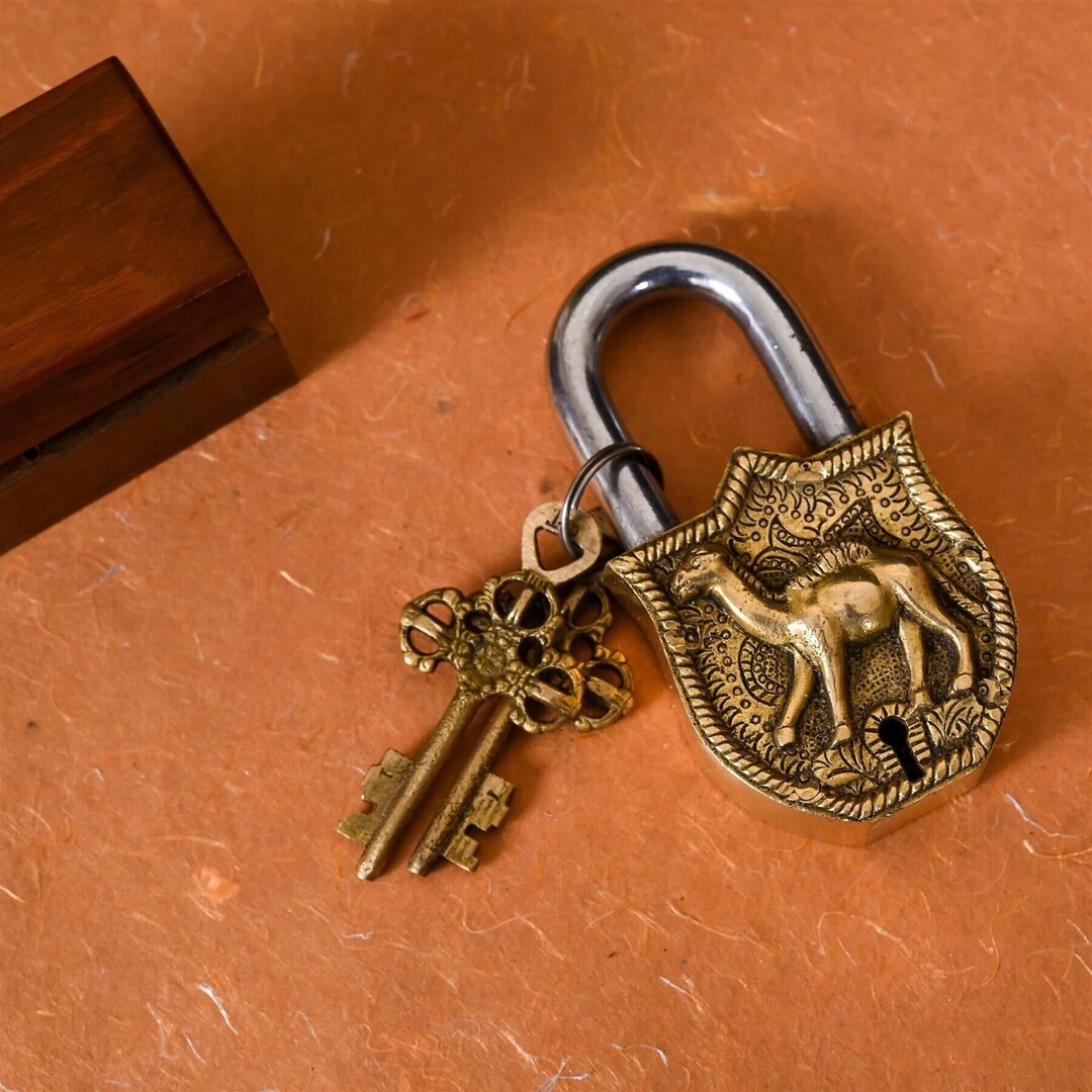 Brass Camel Design Padlock With Keys, Handcrafted Functional Unique ...