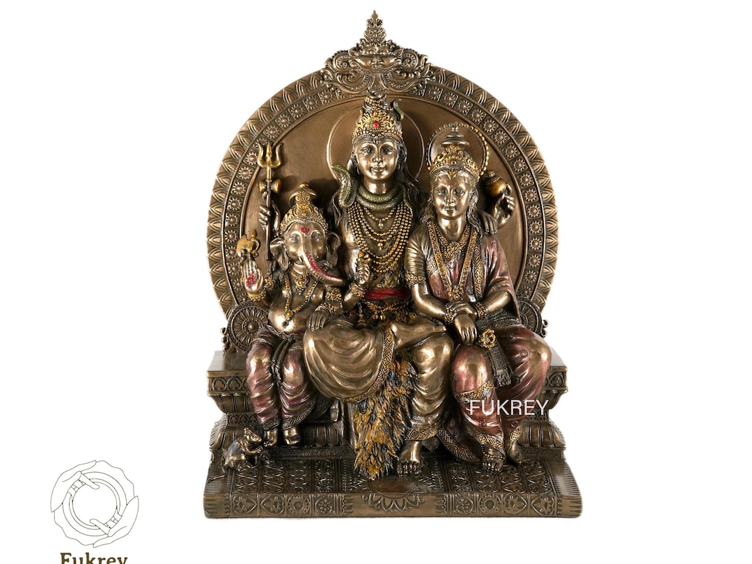 8" Shiva Parivar Statue, Bonded Bronze Lord Shiva Family Idol, Shiv ...