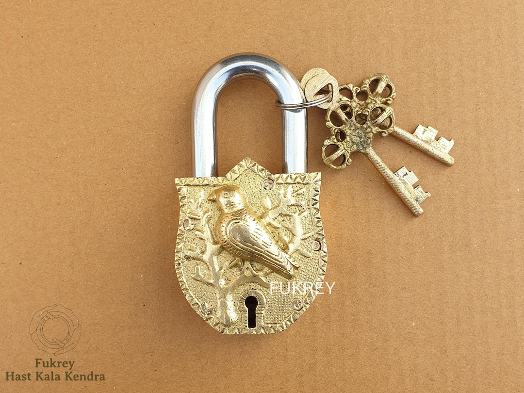 Brass Bird Padlock With Keys, Indian Handcrafted Functional Unique Lock ...