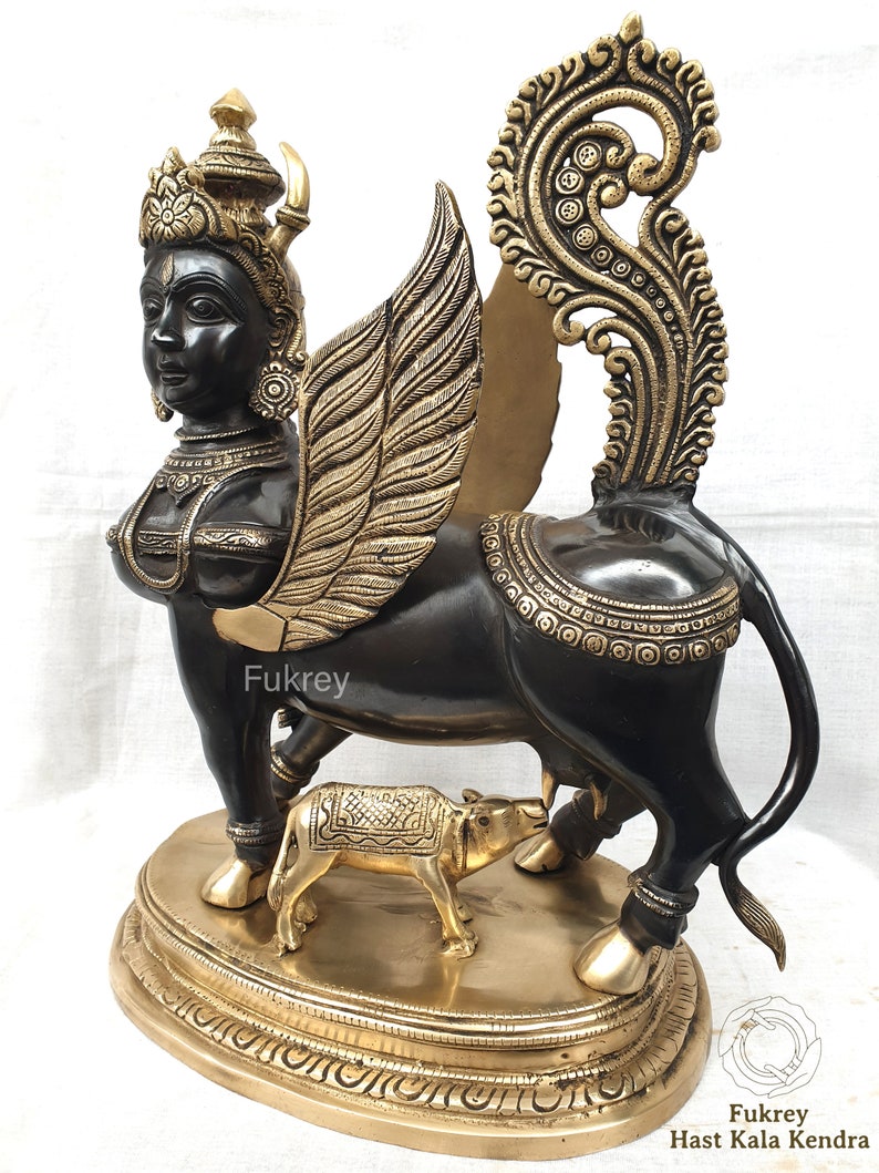 17 Inch Brass Kamadhenu Cow Statue Large Big Size Brass Kamdhenu Cow ...