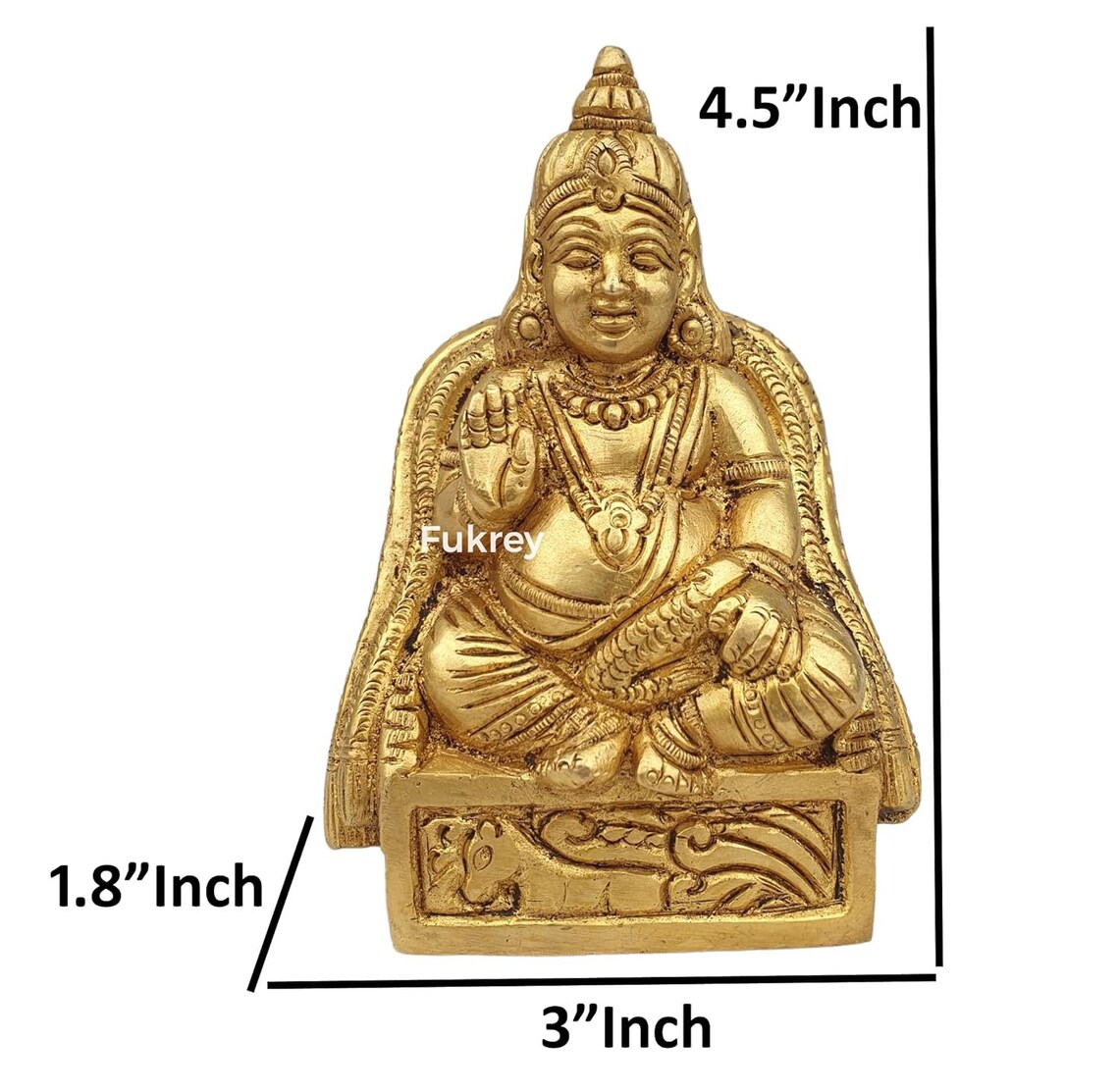 Brass Kubera Statue, Blessing Kuber Idol, 4.5" Inch, Kuvera Statue ...
