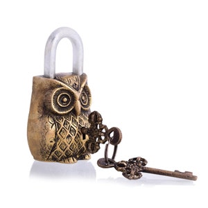 Brass Owl Design Padlock With Keys, Indian Handcrafted Functional ...