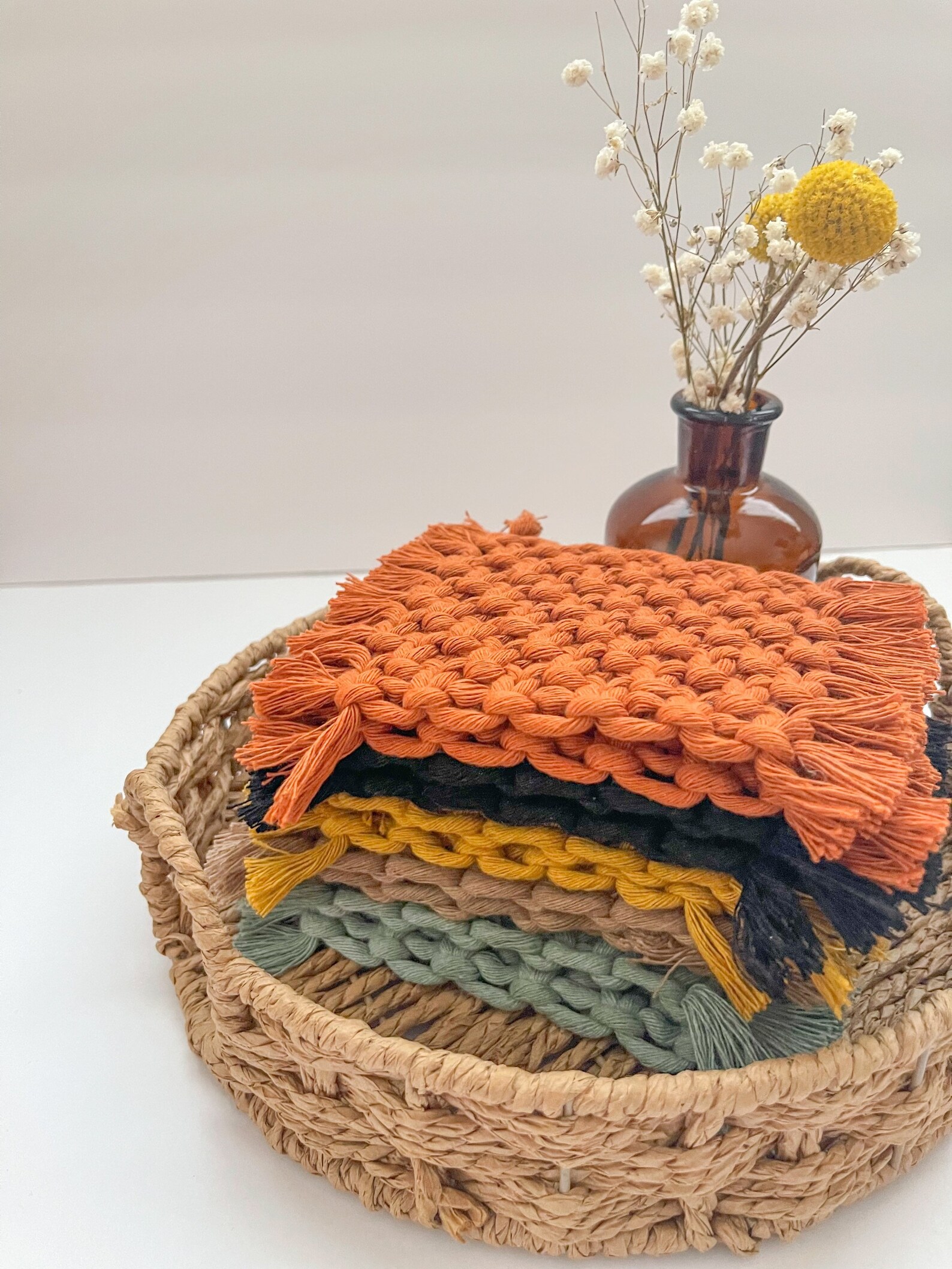 Square Macrame Coasters | Macrame Mug Rug | Boho Macrame Coasters - Etsy